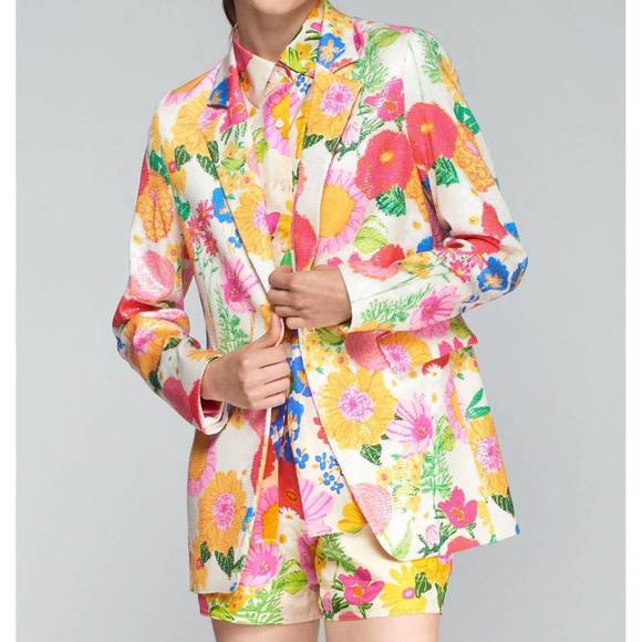 Vilagallo | Jackets & Coats | New Vilagallo Sequin Floral Blazer In ...